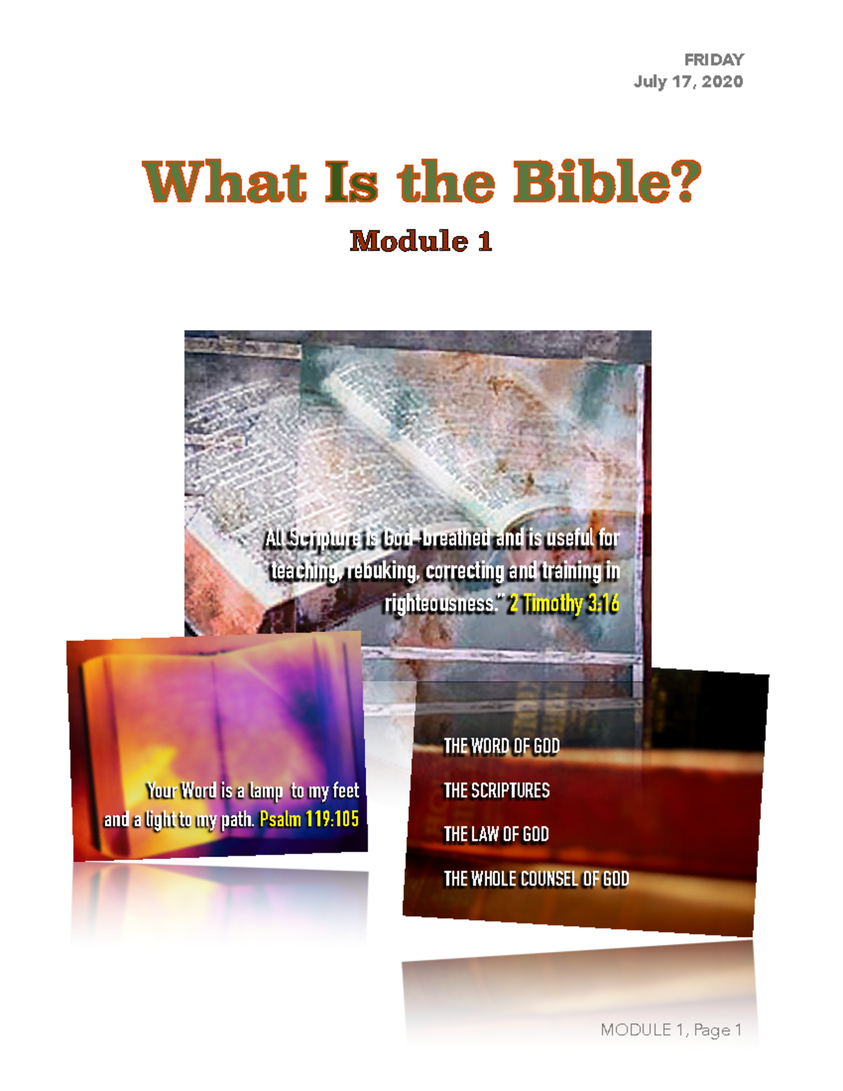 Module 1 the Bible - 1st year - July 17, 2020 What Is the Bible? Module ...