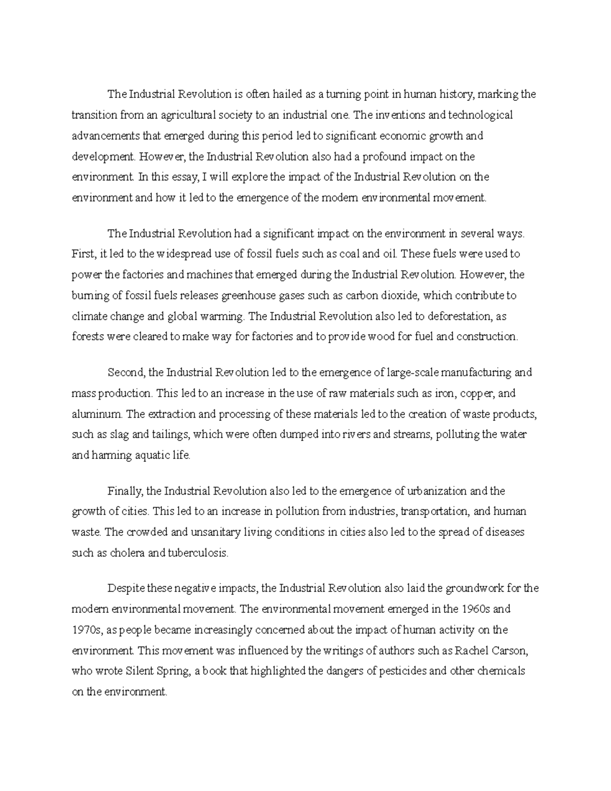 The Impact of the Industrial Revolution on the Environment - The ...