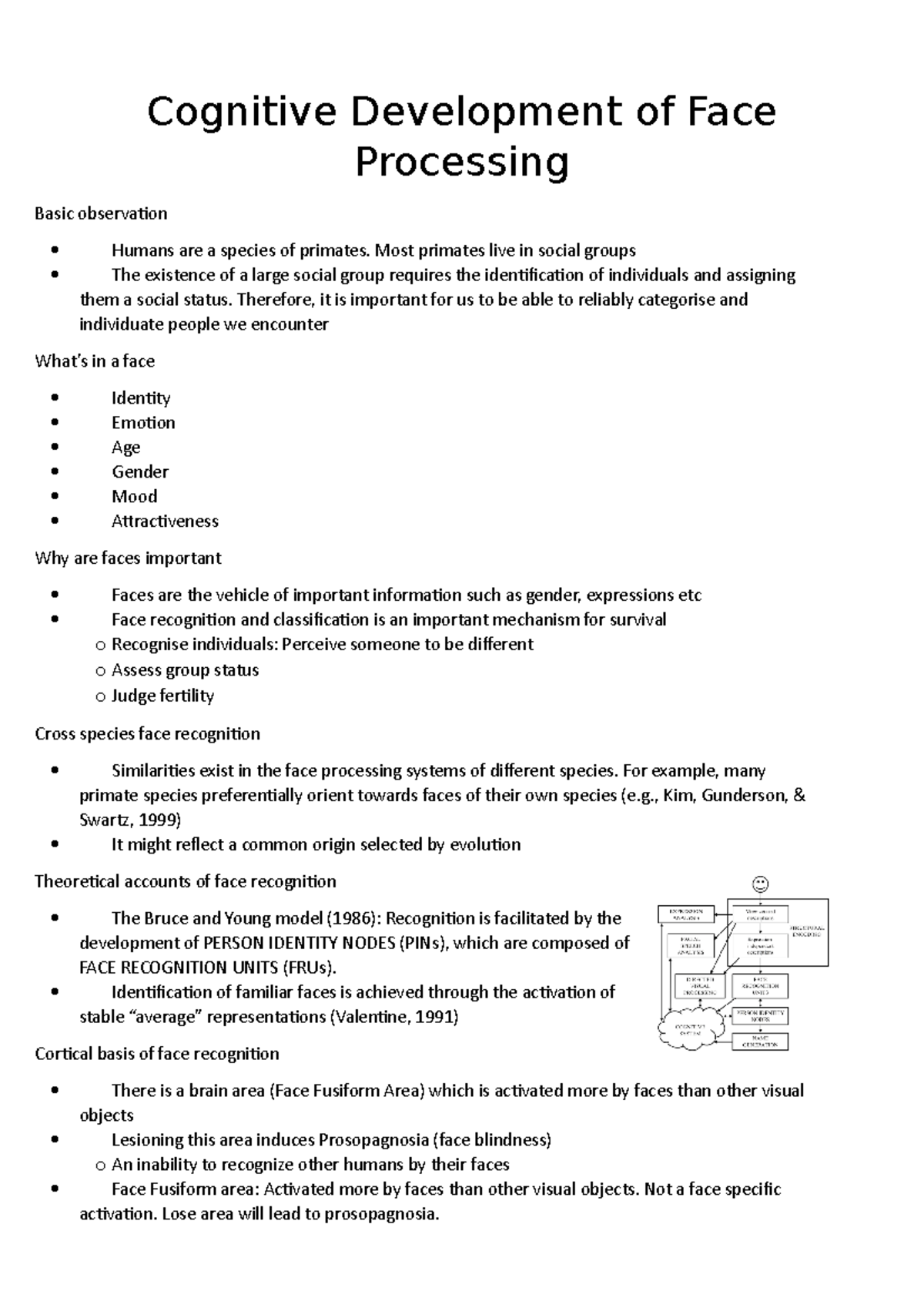 Lecture 5 Cognitive Development Of Face Processing Cognitive Development Of Face Processing