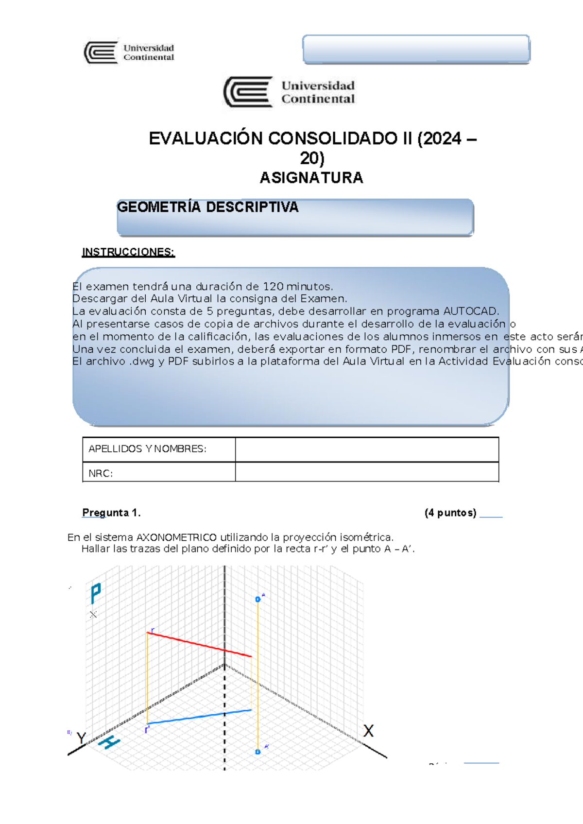 Consolidado 02 GD 2DO Grupo - GEOMETRÍA DESCRIPTIVA GEOMETRÍA ...