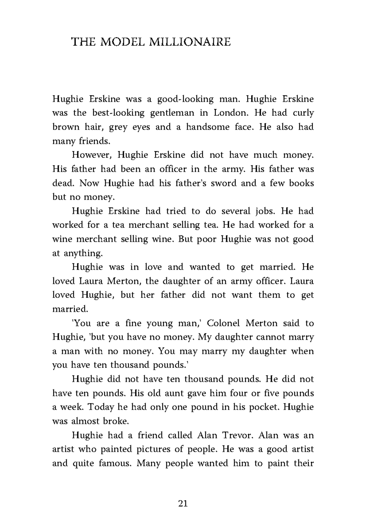 Oscar Wilde The Model Millionaire - THE MODEL MILLIONAIRE Hughie ...