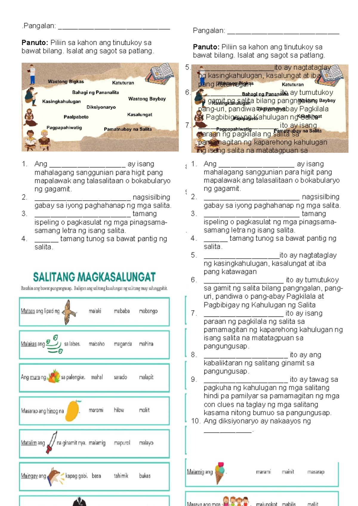 Quiz 3 - .Pangalan: ____________________________ Panuto: Piliin sa ...