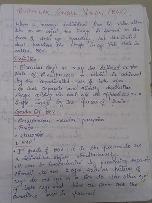 Horopter - Useful - Bsc Optometry - Studocu