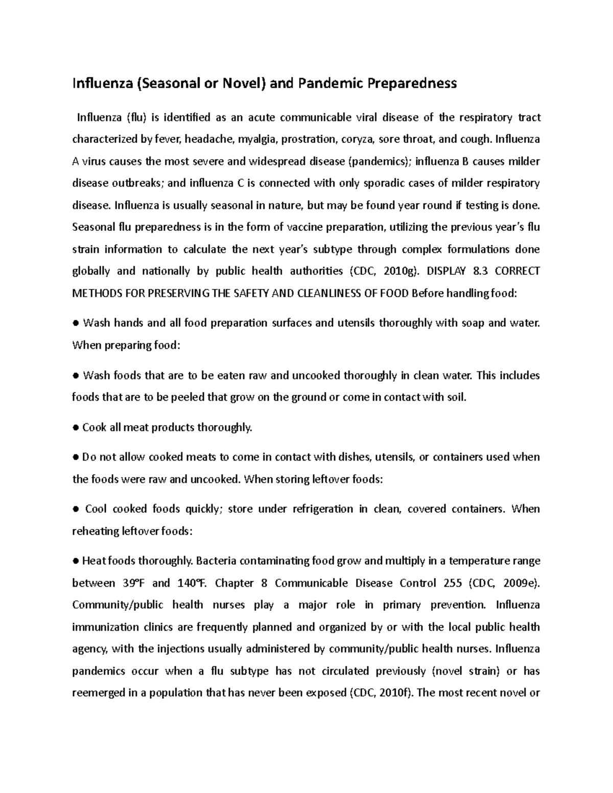 Influenza (Seasonal or Novel) and Pandemic Preparedness - Influenza A ...