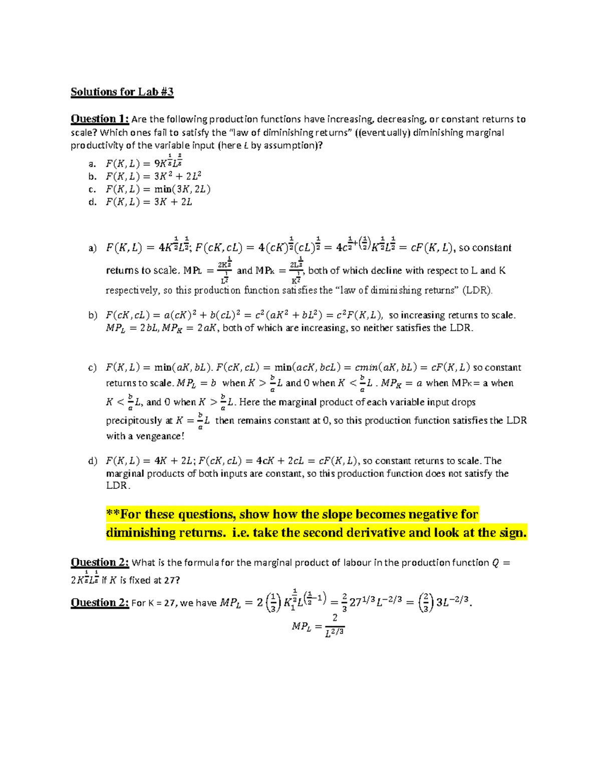 Lab 3 203 2023 Sol - Lab 3 - Solutions for Lab Question 1 : Are the following production ...