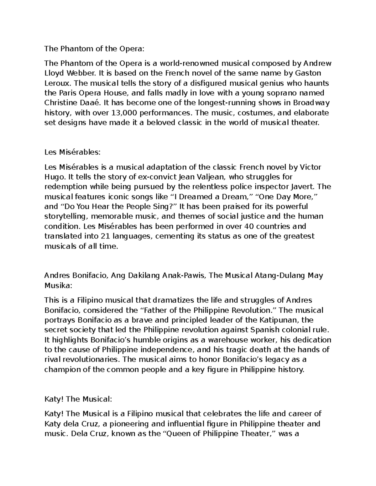Research Assignment - Mapeh in 4th quarter - The Phantom of the Opera ...