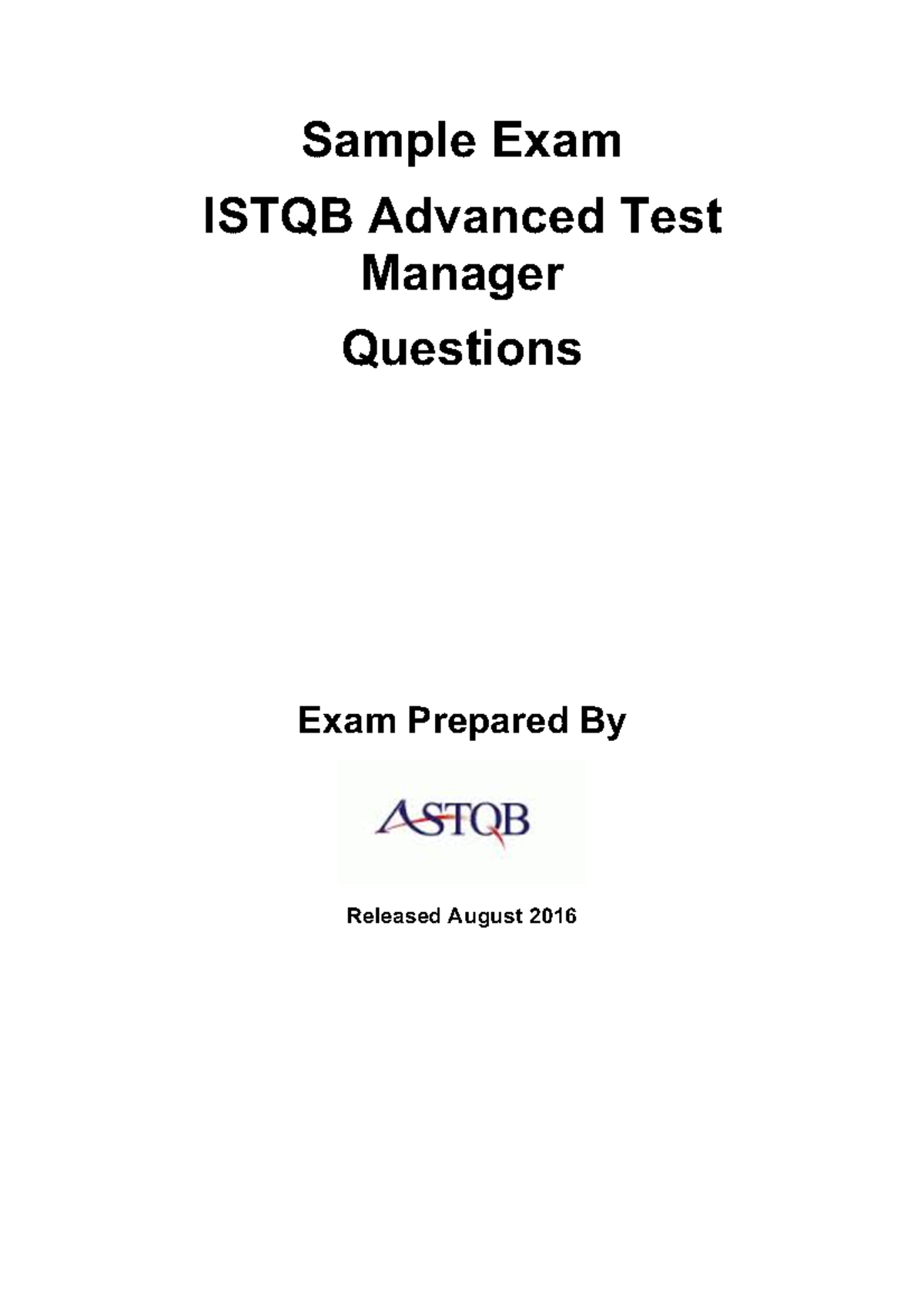 Istqb CTAL ATM Sample Exam Questions Astqb version - Sample Exam ISTQB ...