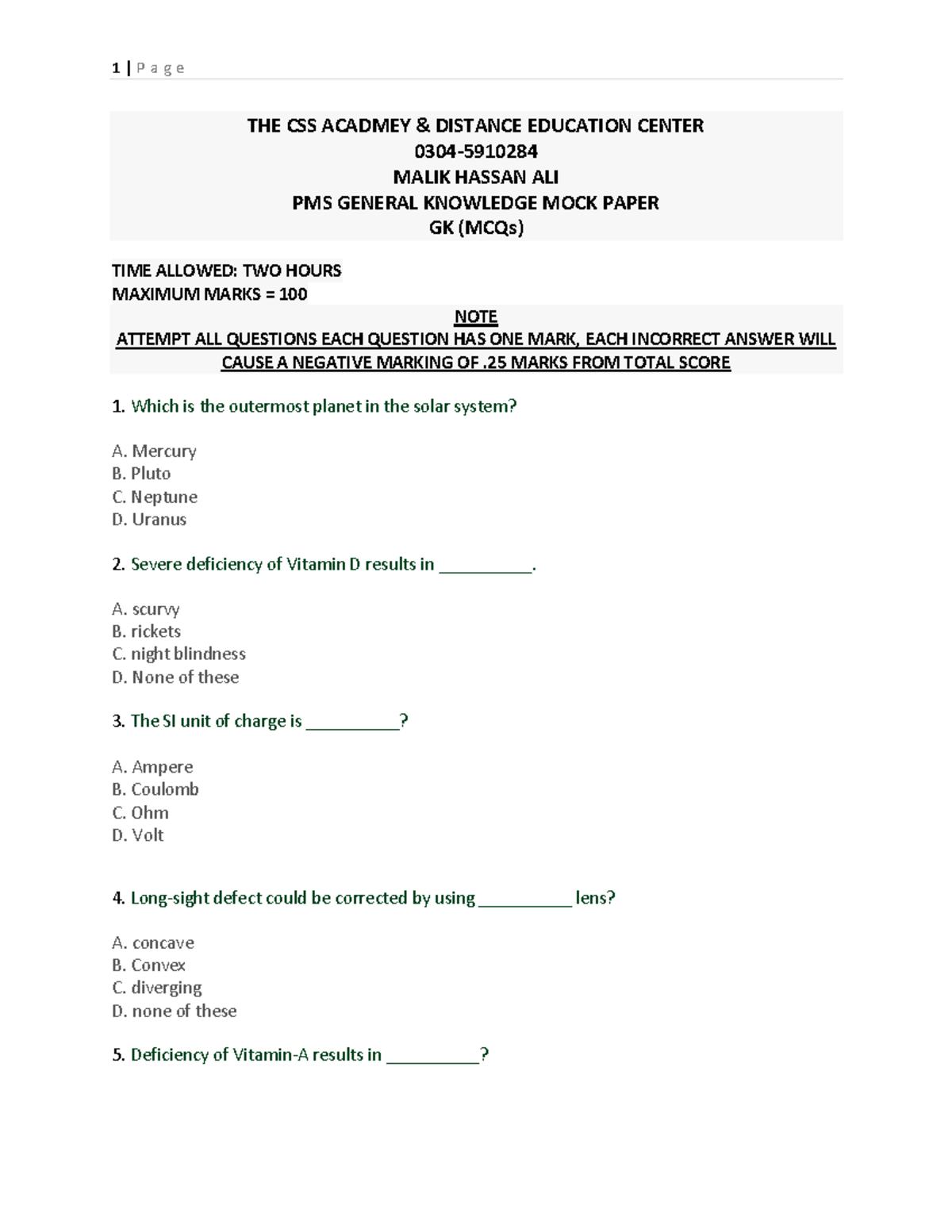 engineering document - THE CSS ACADMEY & DISTANCE EDUCATION CENTER 0304 ...