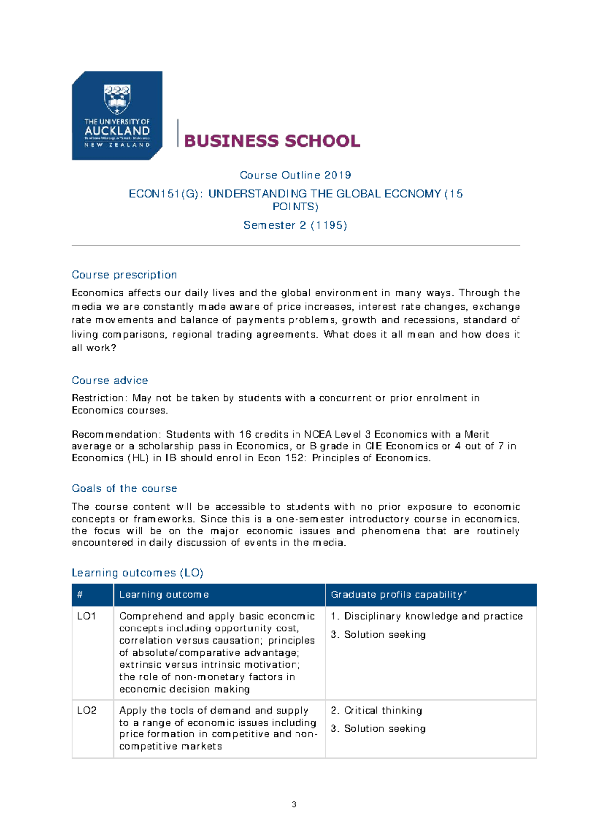 Econ 151 and 151G Course Outline and Important Course Information ...