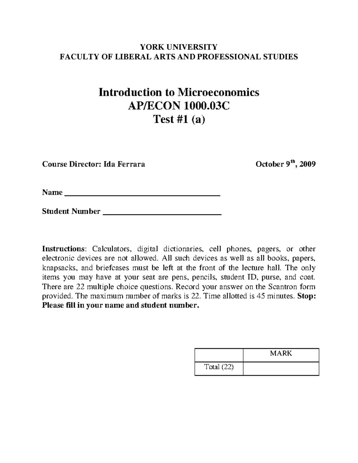 Introduction to Microeconomics Test - Studocu