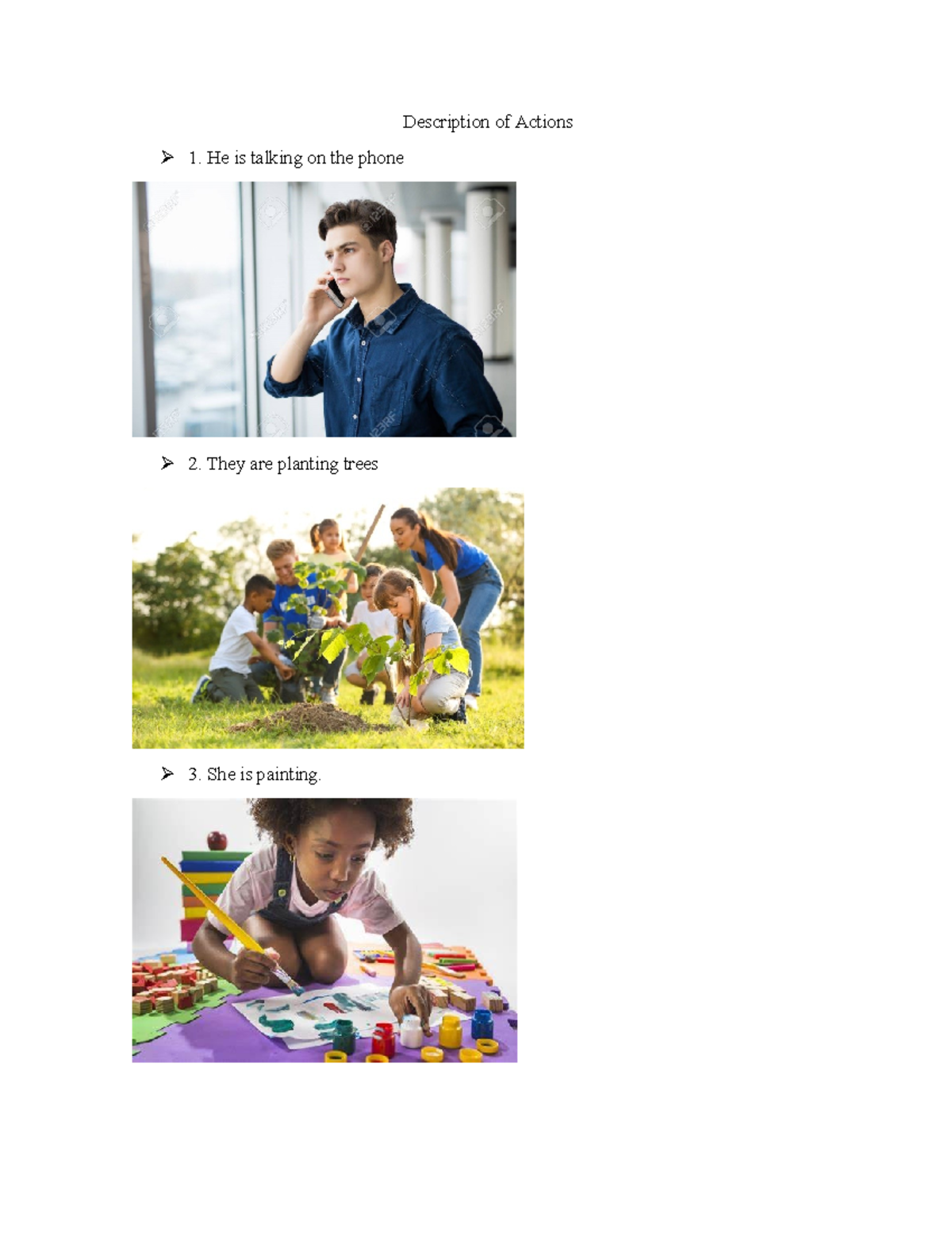 Description of Actions- Unit 2 task 4 - English VII - Description of ...