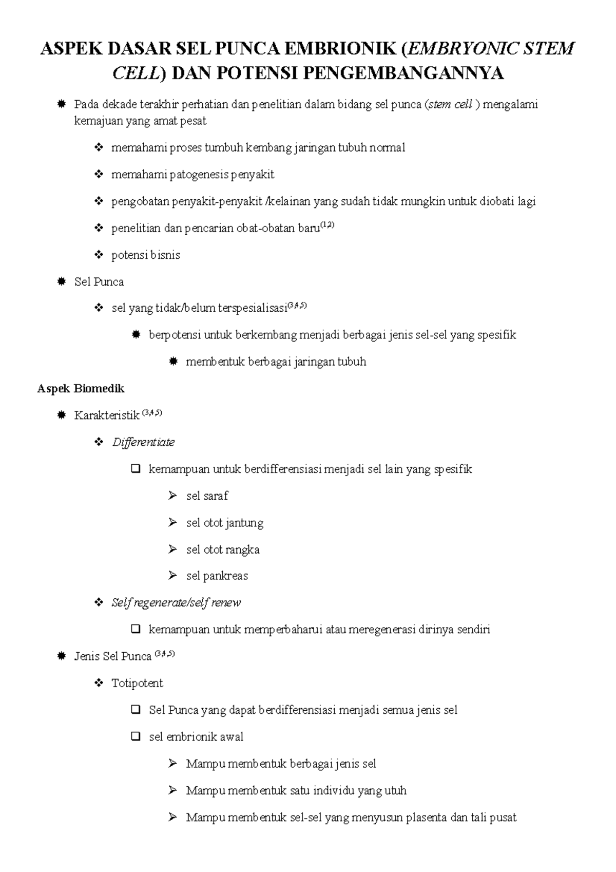Aspek Dasar SEL Punca Embrionik - ASPEK DASAR SEL PUNCA EMBRIONIK ...