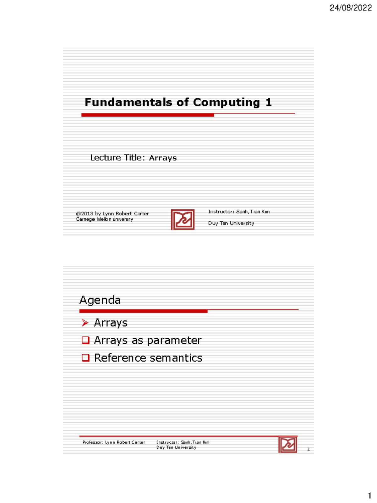 Lecture 06 Arrays - Application Development Practices - Instructor ...