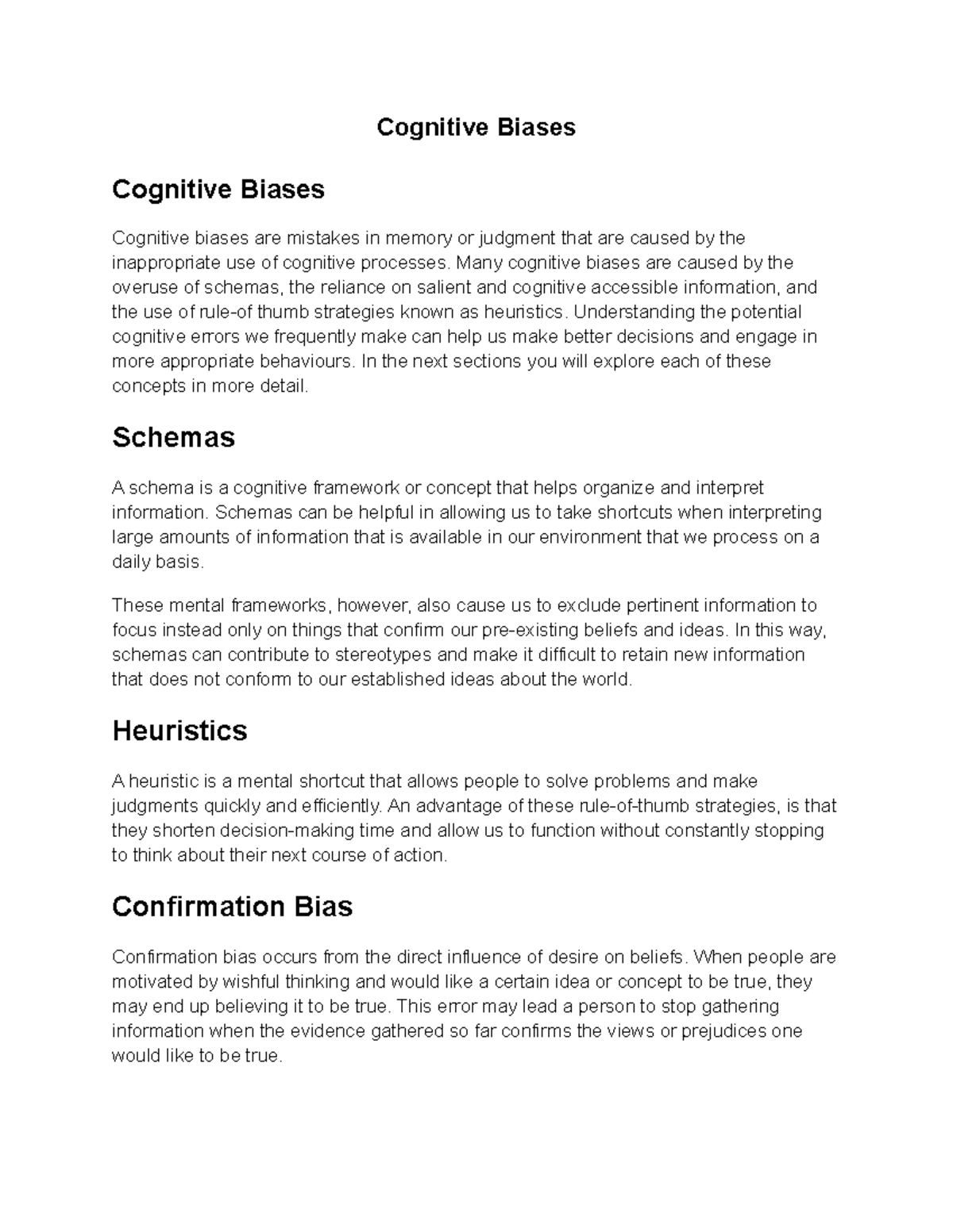 Cognitive Biases - Cognitive Biases Cognitive Biases Cognitive biases ...