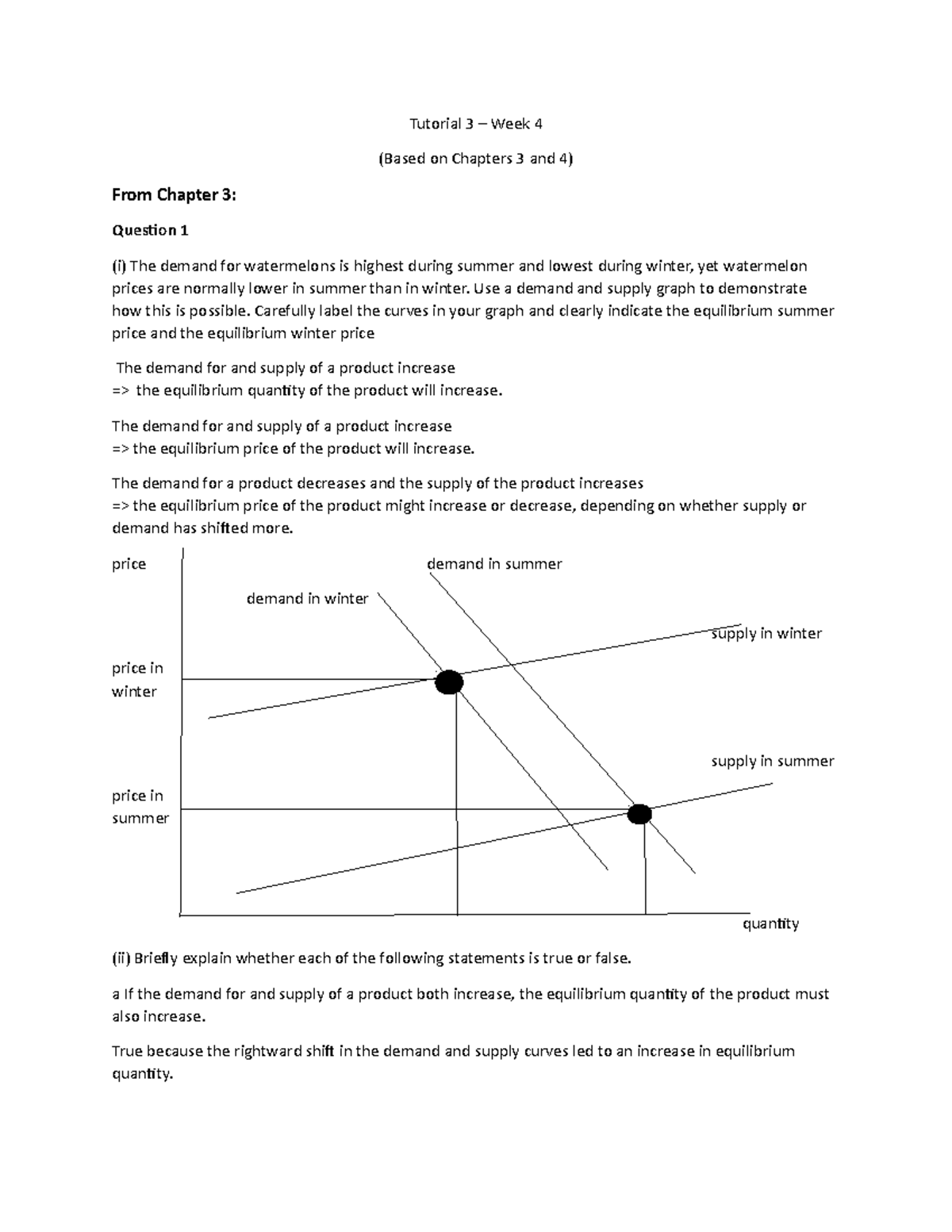 Tutorial 3 - tut work - Tutorial 3 – Week 4 (Based on Chapters 3 and 4) From Chapter 3: Question ...