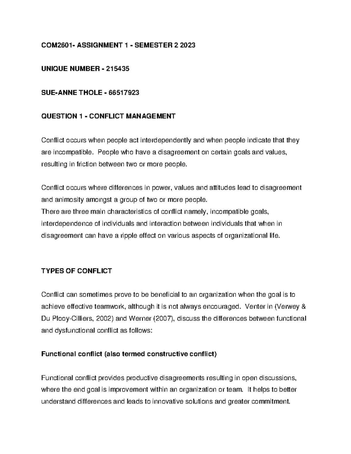 COM2601 ASS1 SEM2 2023 - COM2601- ASSIGNMENT 1 - SEMESTER 2 2023 UNIQUE NUMBER - 215435 SUE-ANNE ...