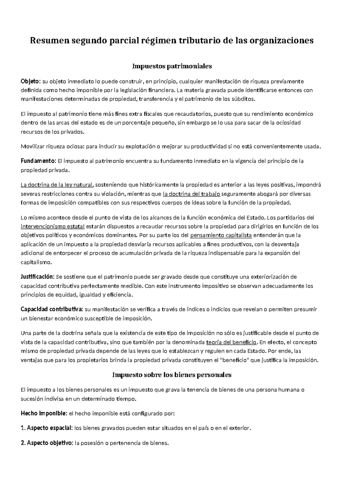 Resumen segundo parcial régimen tributario de las organizaciones - Resumen segundo parcial ...