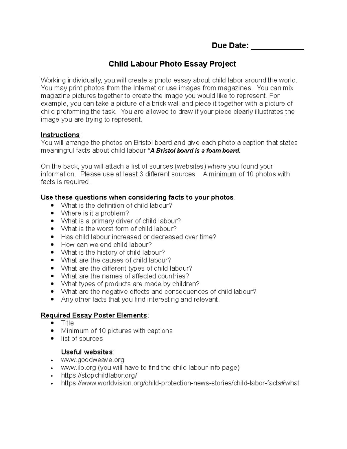 Photo Essay - You may print photos from the Internet or use images from ...