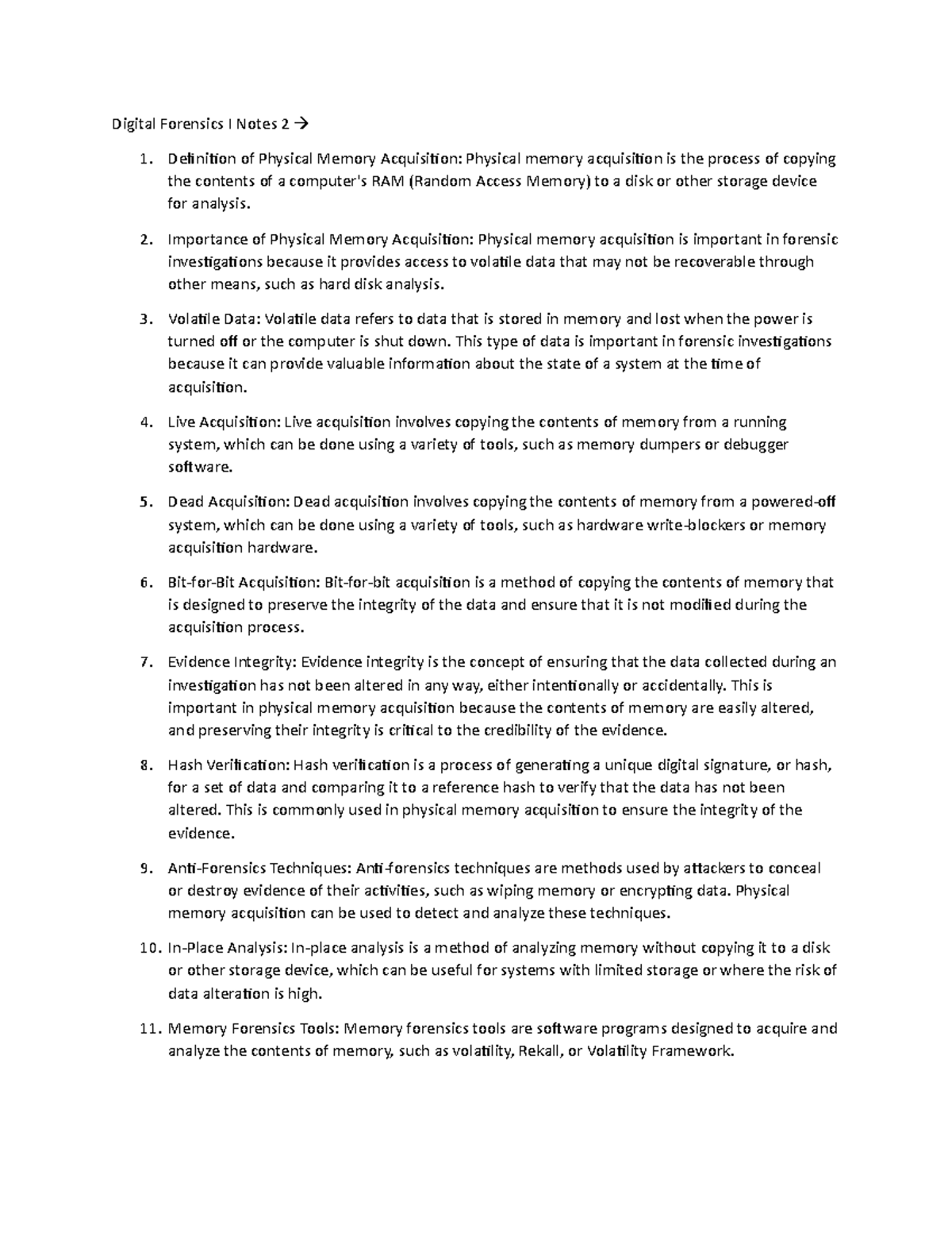 Dig Forensics Notes 2 - Digital Forensics I Notes 2 Definition of ...