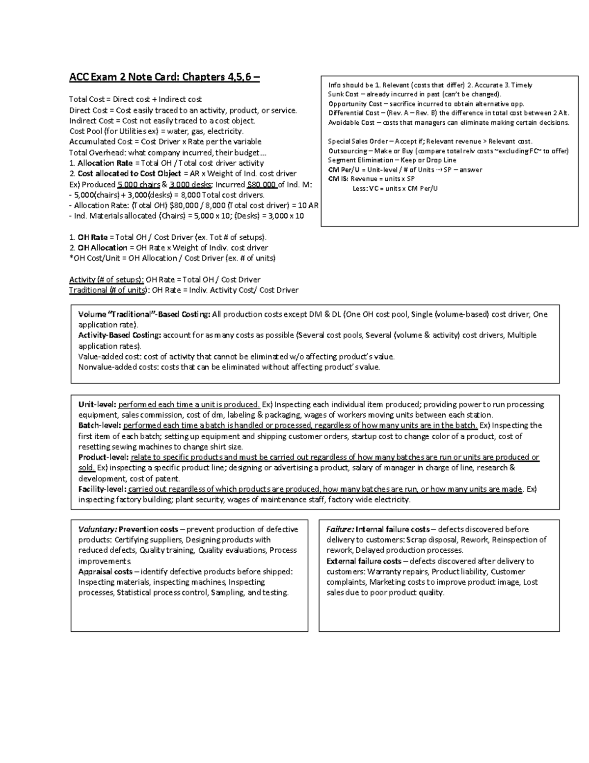 Exam 2 Note Card_ACC 201 - ACC Exam 2 Note Card: Chapters 4,5,6 – Total ...
