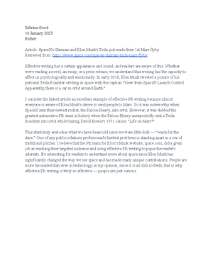 Assignment 1 good public relations writing guidelines - Sabrina Good ...