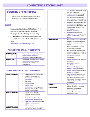 Cog Psy Lesson 2 08 22 - Notes about cognitive neuroscience - COGNITIVE ...