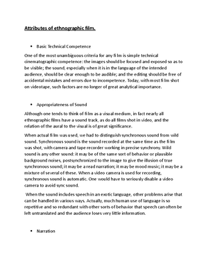 Karl Heider Attributes of an Ethnographic Film - Topic to be covered: 1 ...