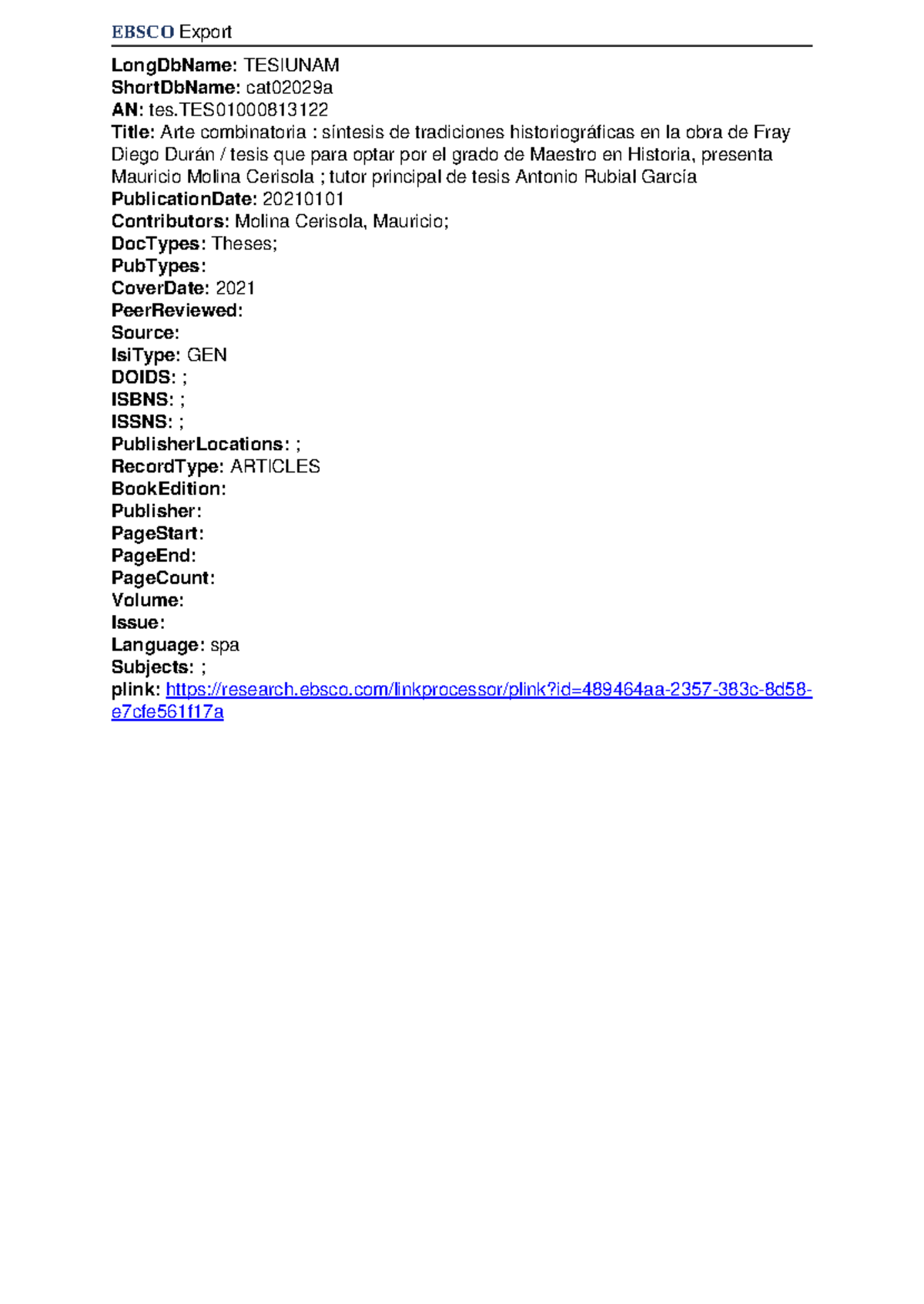 Ebsco Metadata 2024 08 11 - EBSCO Export LongDbName: TESIUNAM ...