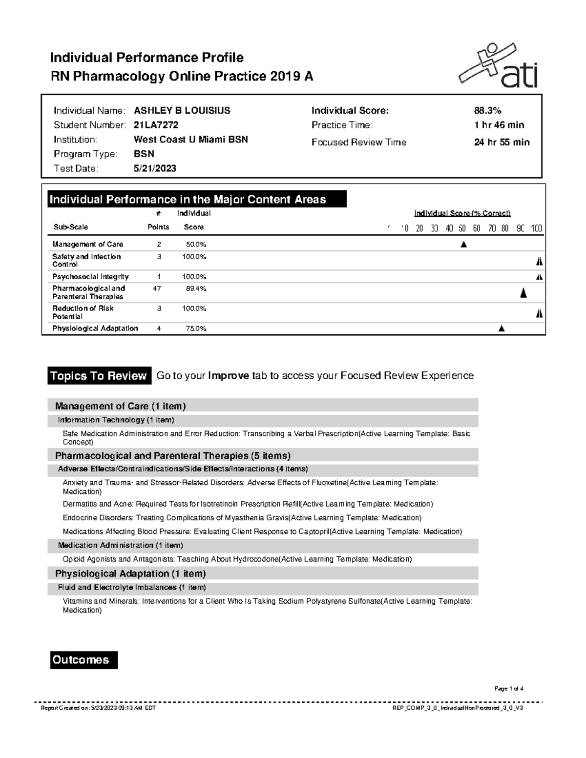 Report - ATI - NURS 120 - WCU - Studocu
