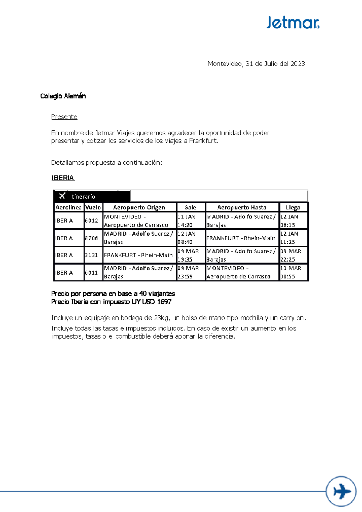 Ejemplo De Cotizacion Fyhjuryuryury Montevideo 31 De Julio Del