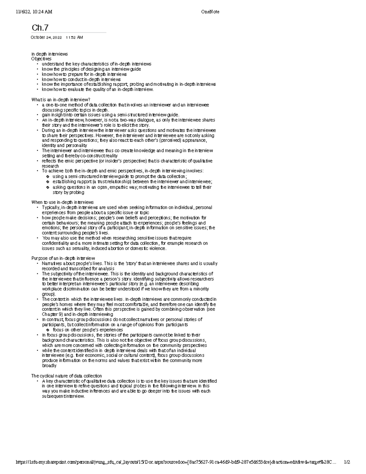 Ch 7 - ch 7 notes - 11/6/22, 10:24 AM OneNote - Studocu