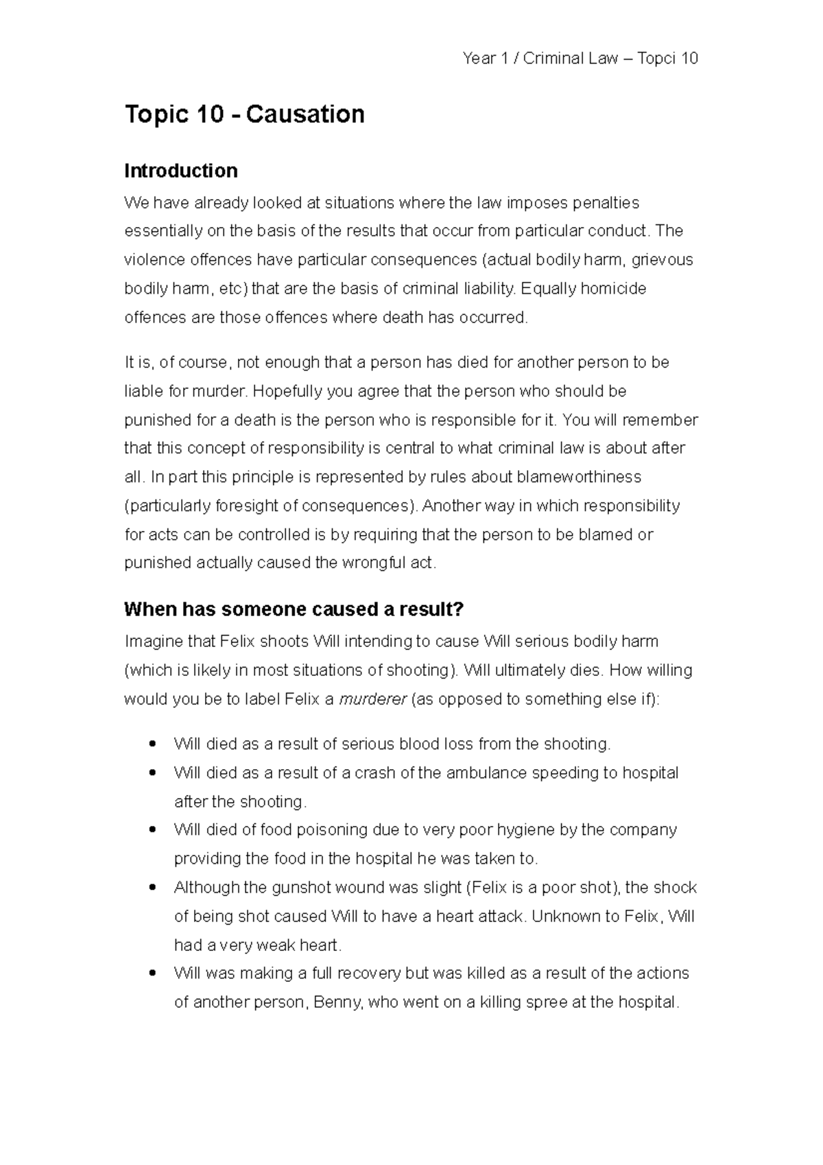 Topic 10 - Causation - Word Version - Topic 10 - Causation Introduction We have already looked ...