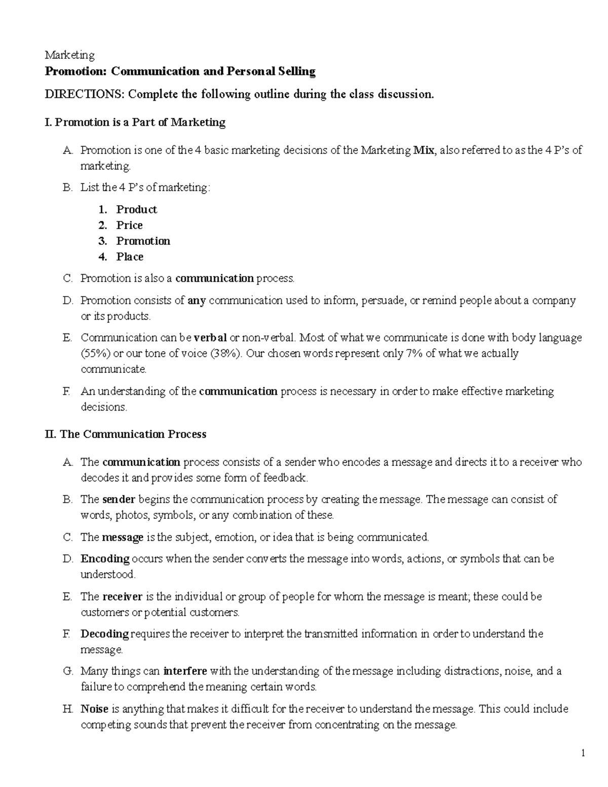 Business Promotion and Communication Notes - Marketing Promotion ...