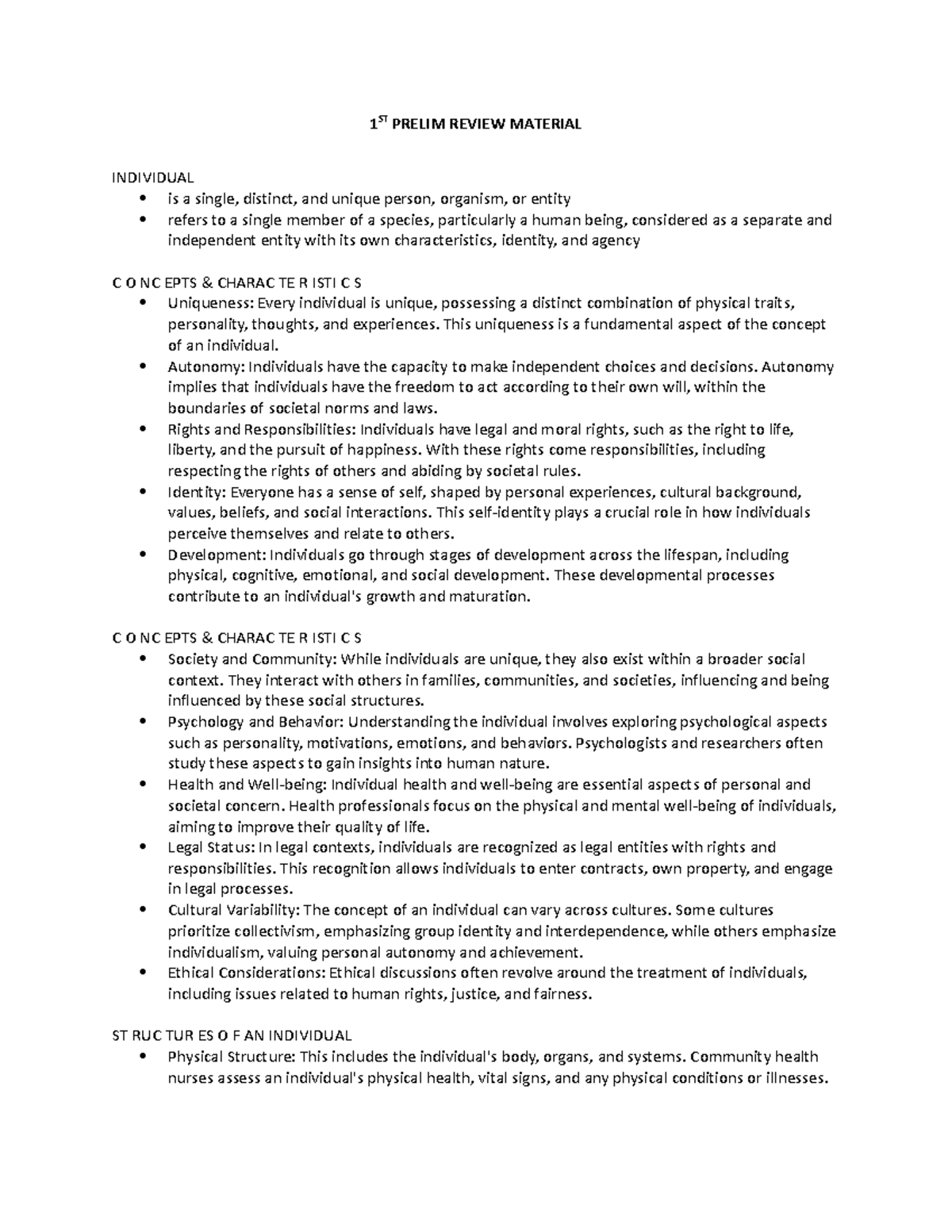Review Material - just notes - 1 ST PRELIM REVIEW MATERIAL INDIVIDUAL ...