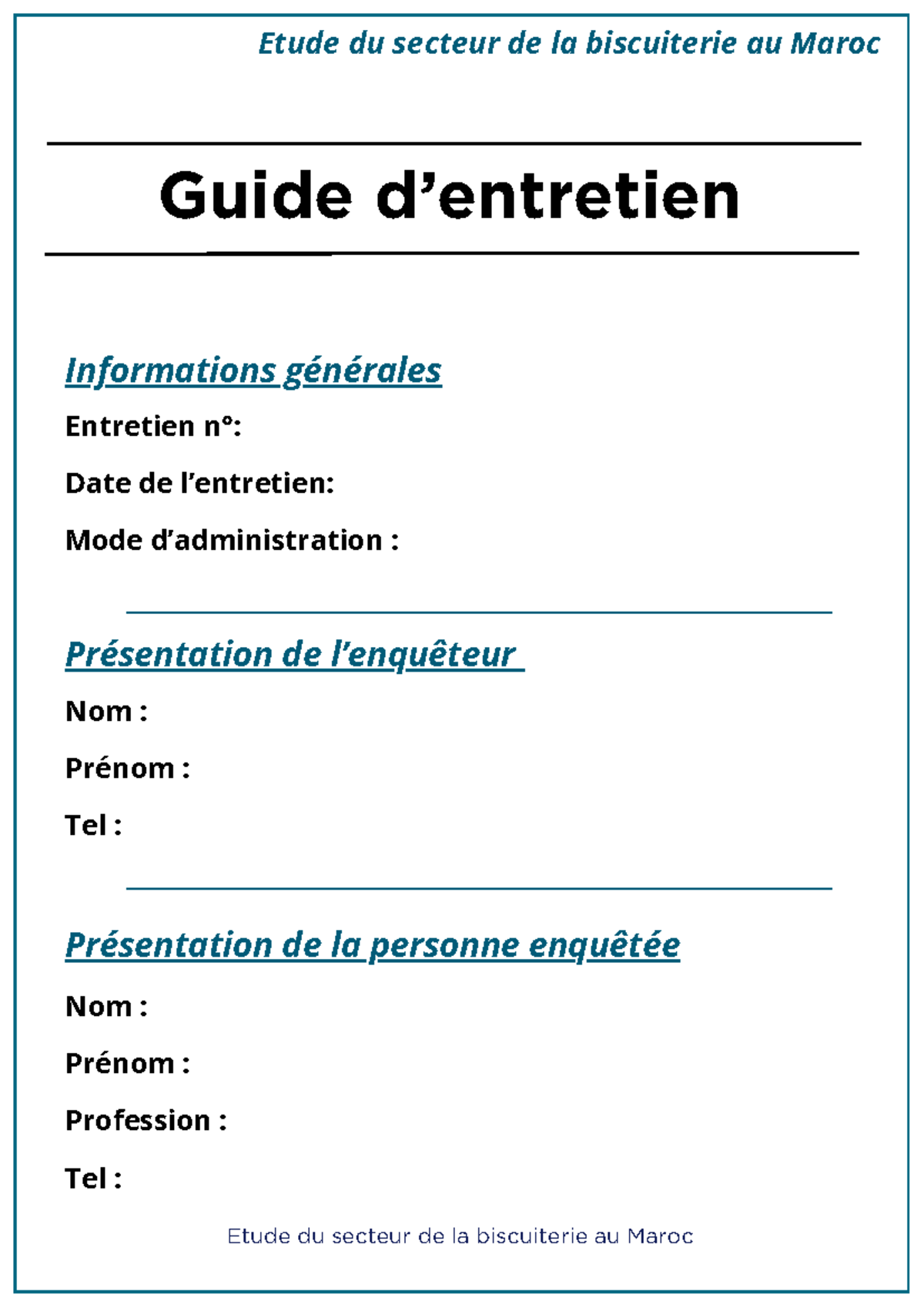 Guide D' Entretien - bien préparer aux examens - Entretien n°: Date de ...