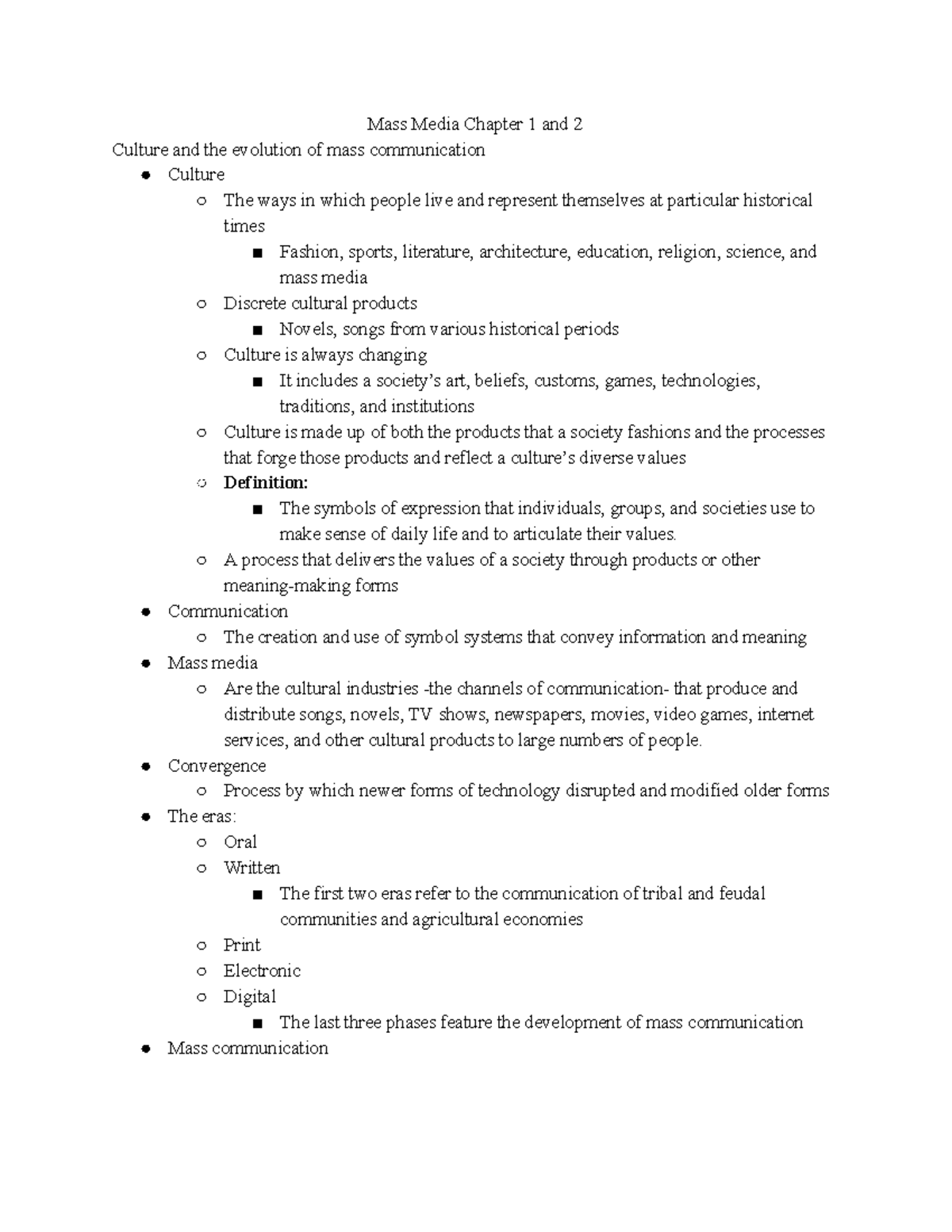 Mass media chapters 1-2 test - Google Docs - Mass Media Chapter 1 and 2 ...