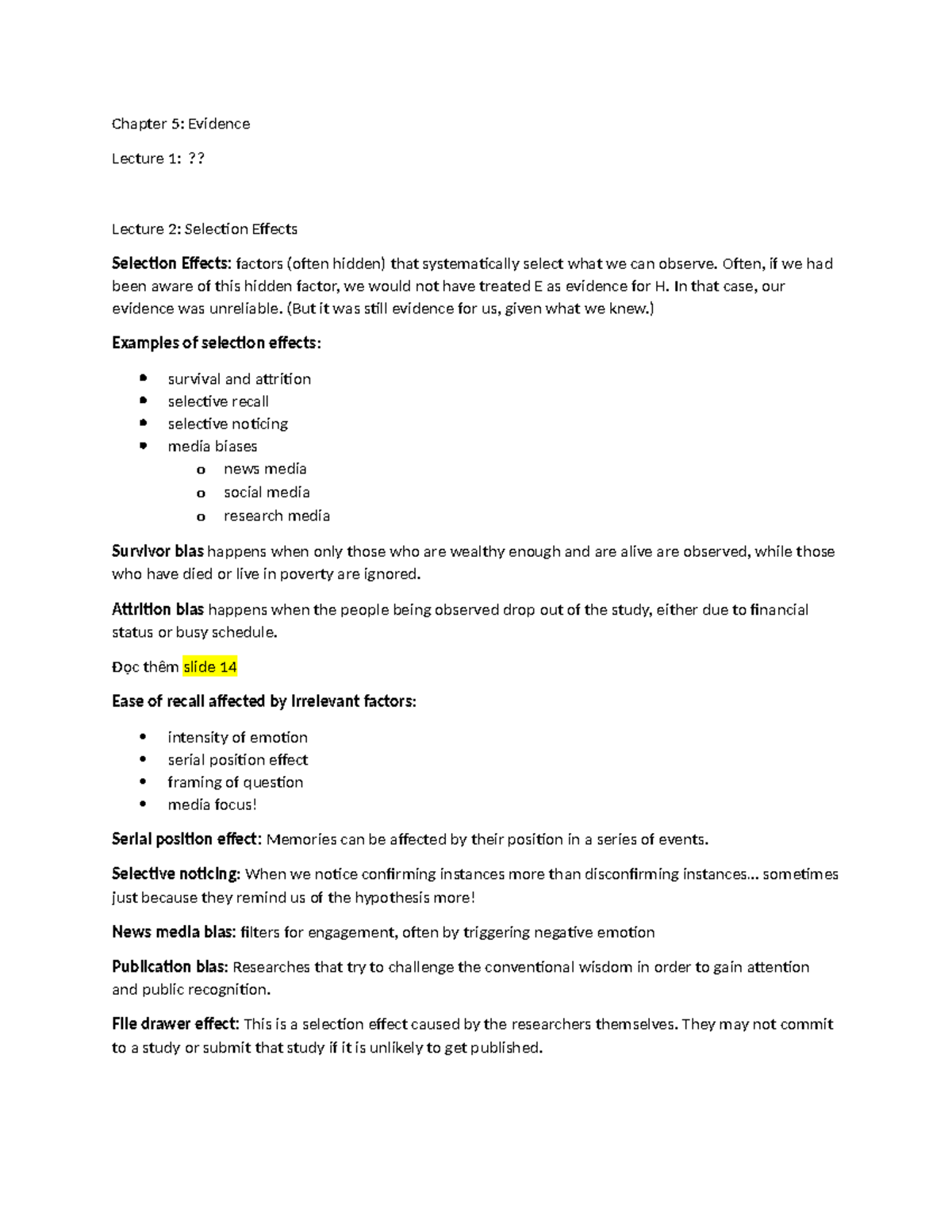 06-05-23 - Note - Chapter 5: Evidence Lecture 1: ?? Lecture 2 ...