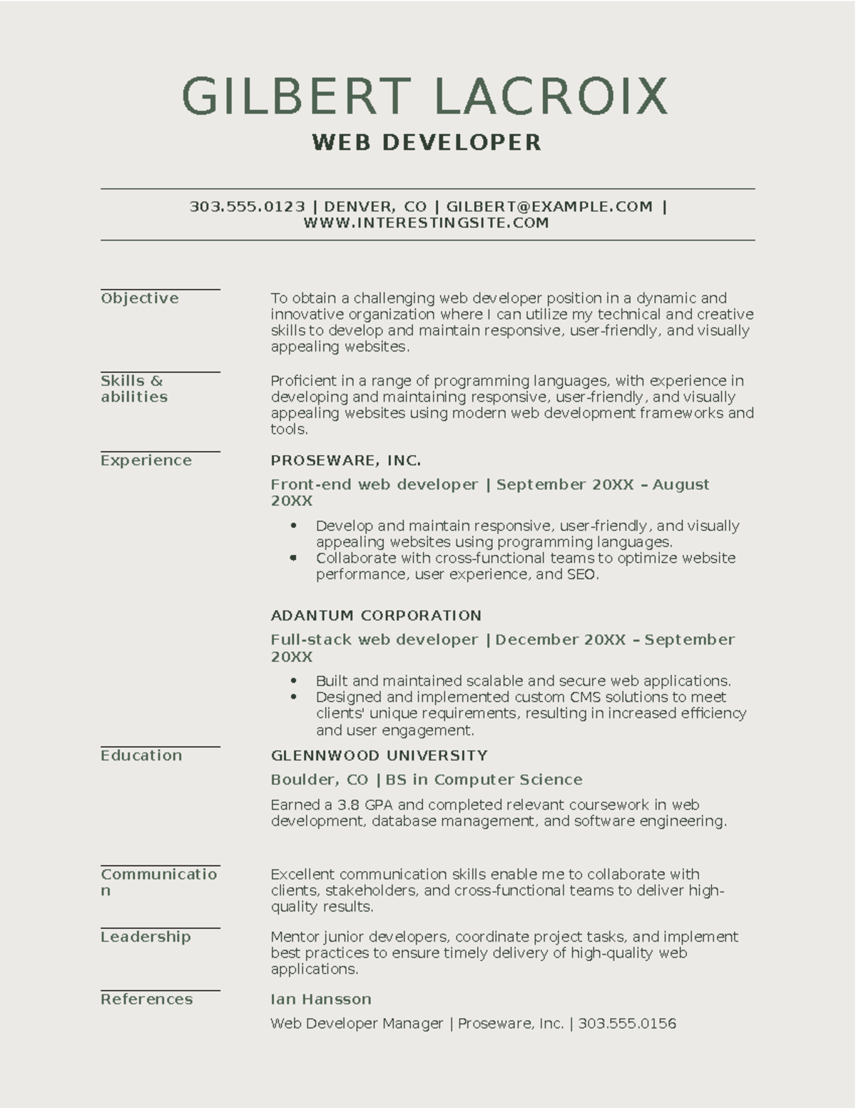 Gilbert Lacroix - GILBERT LACROIX WEB DEVELOPER 303.555 | DENVER, CO ...