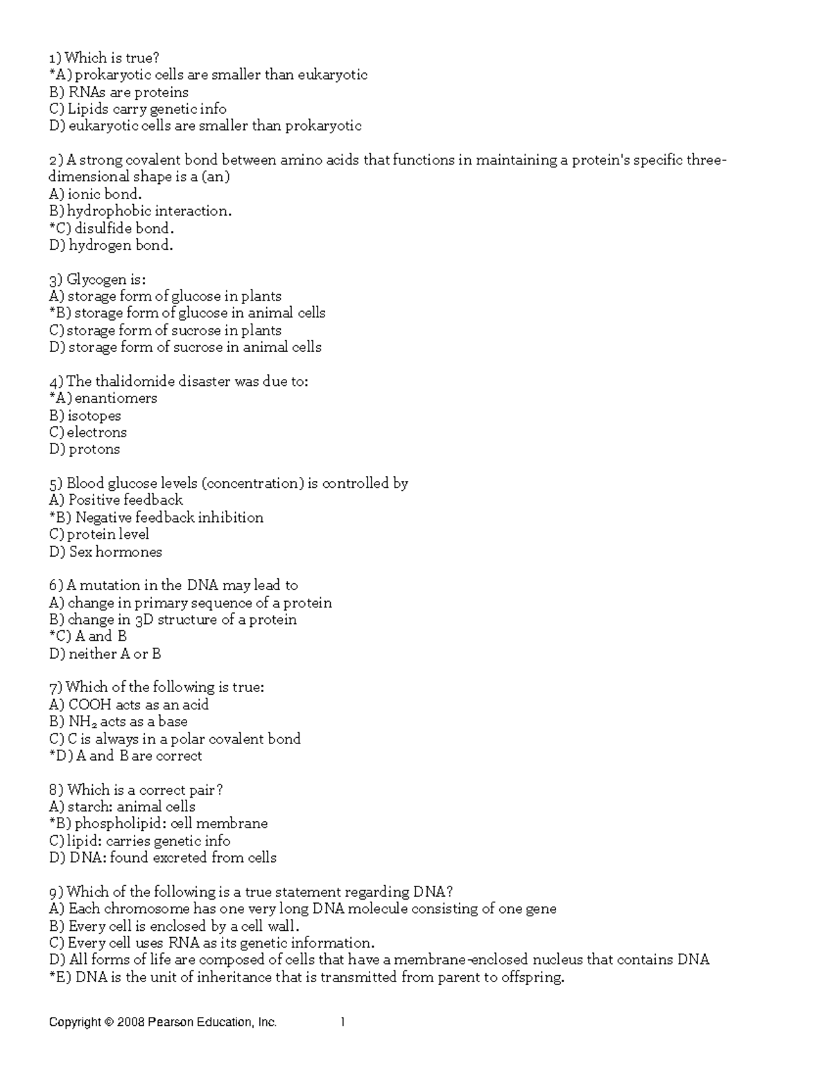 Bio 101 Exam 1 2020 WITH Answer KEY - 1) Which is true? prokaryotic ...