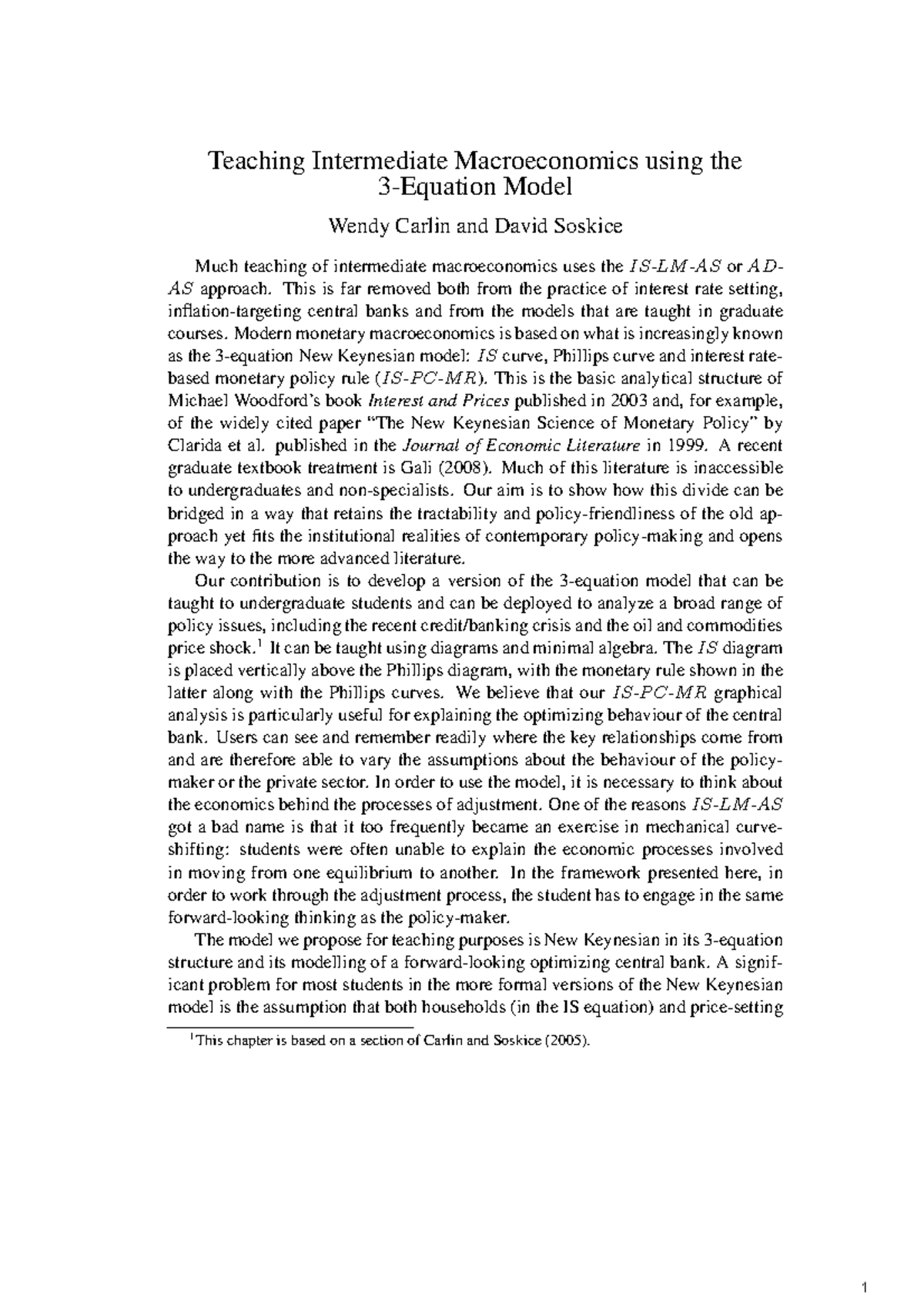 3equation book chapter - Teaching Intermediate Macroeconomics using the ...