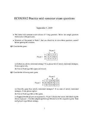 strategic behaviour_ practice problems solutions 10 - ECOS3012 ...