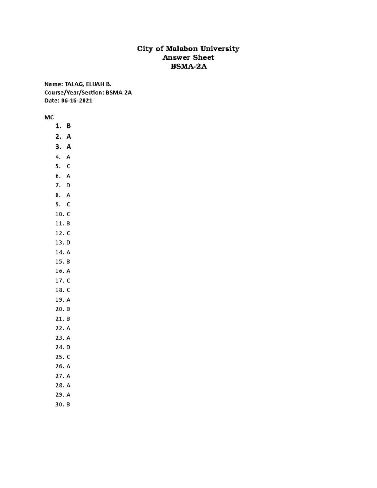 Elijah Talag Intacct Final - City of Malabon University Answer Sheet ...