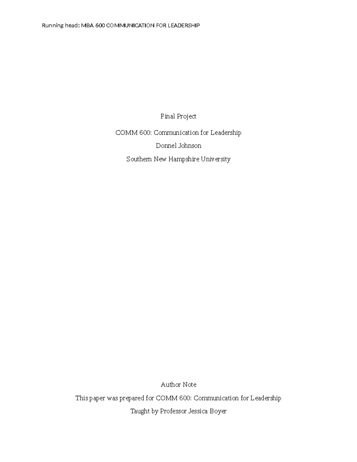 COM 600 Final Paper - OL-600-X2208 - SNHU - Studocu