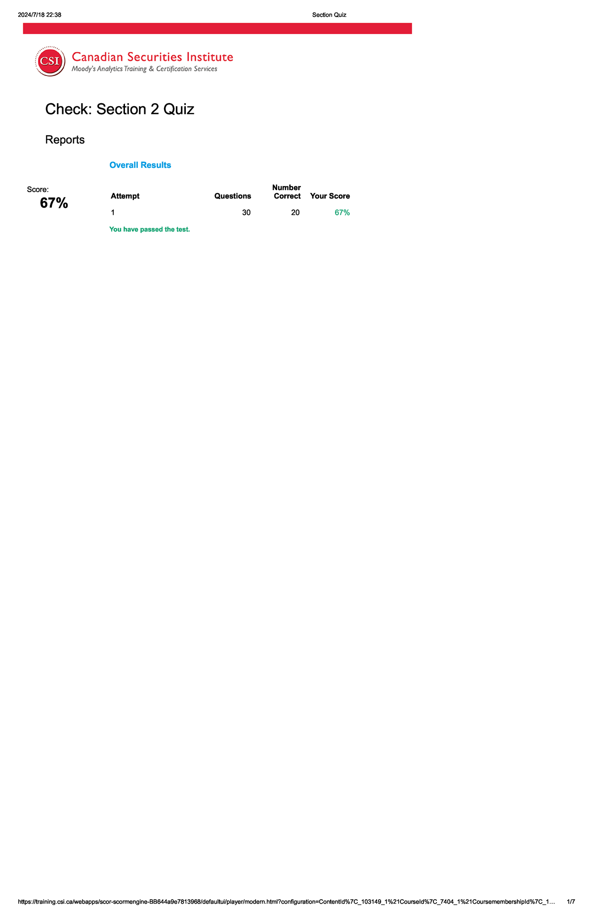IFIC Section 2 Quiz - ! " # "" $ - Studocu