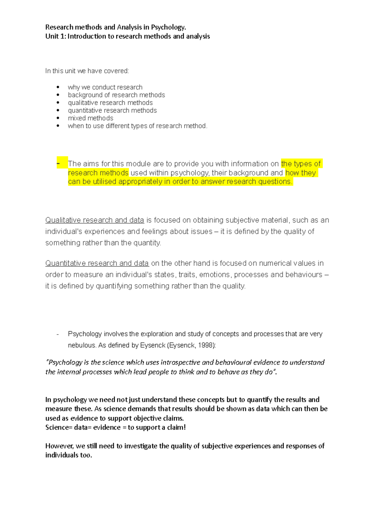 Intro to research methods,analysis - Unit 1: Introduction to research ...