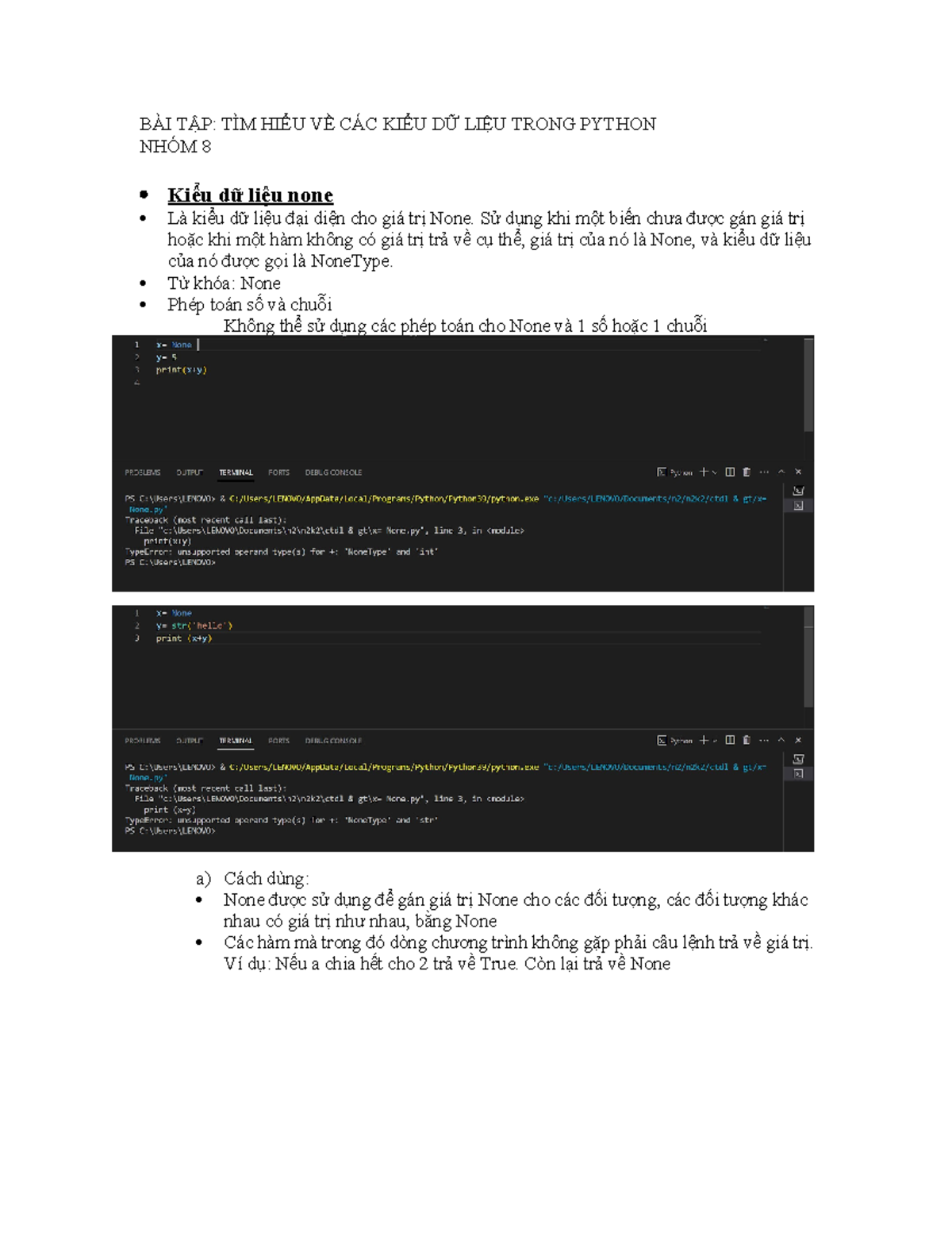 TÌm HiỂu VỀ CÁc KiỂu DỮ LiỆu Trong Python BÀi TẬp TÌm HiỂu VỀ CÁc KiỂu DỮ LiỆu Trong Python