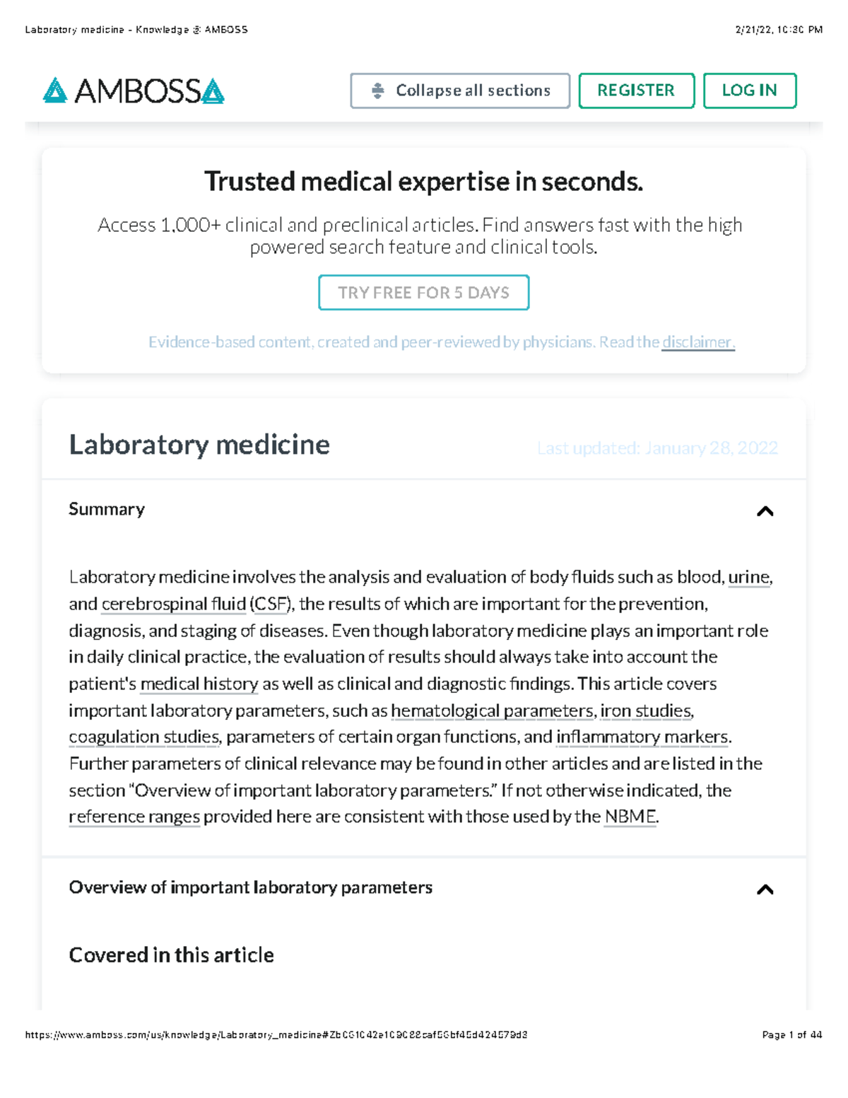 Laboratory medicine - Knowledge @ Amboss - Trusted medical expertise in ...