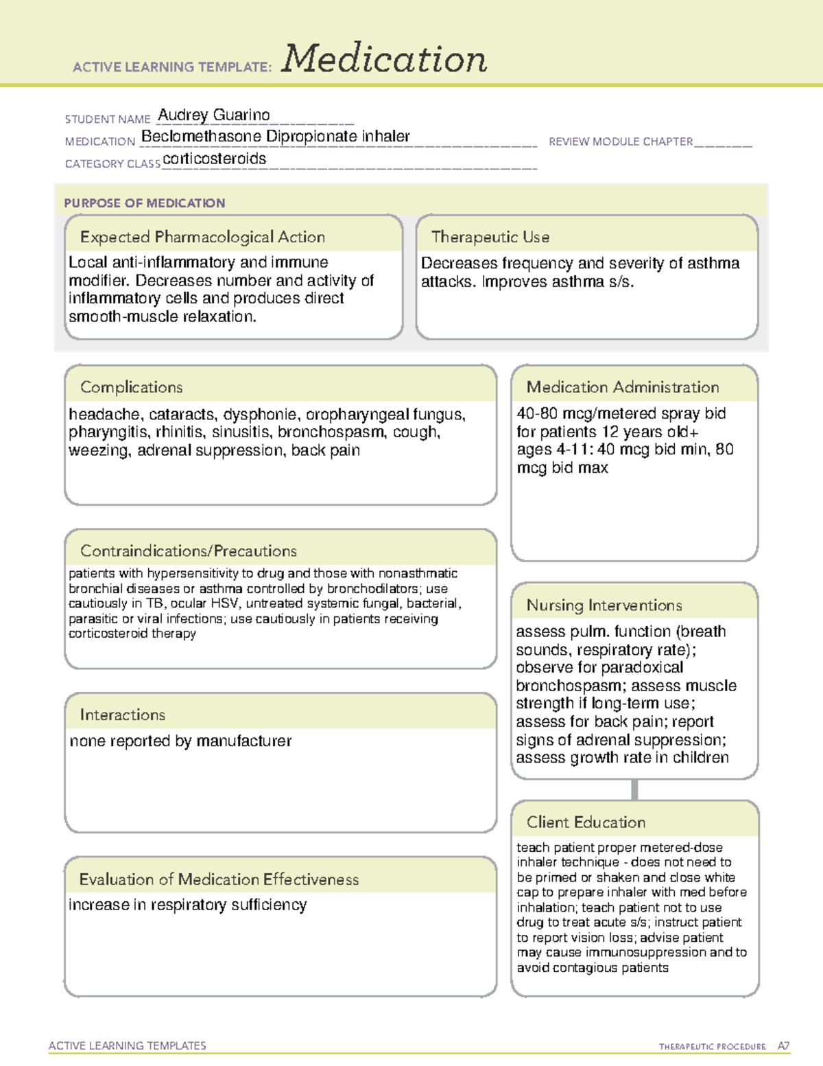 Active Learning Template -Beclomethasone - ACTIVE LEARNING TEMPLATES ...
