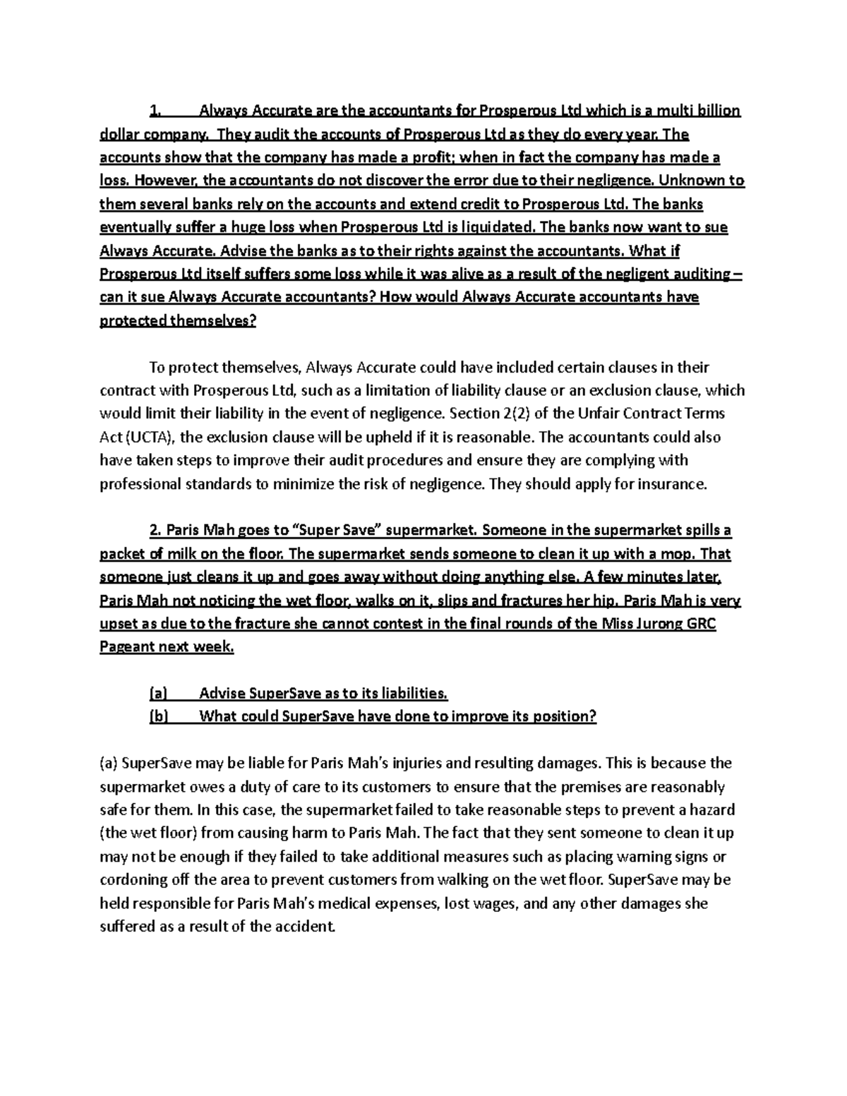 BSP1702 tutorial 9 - Always Accurate are the accountants for Prosperous ...