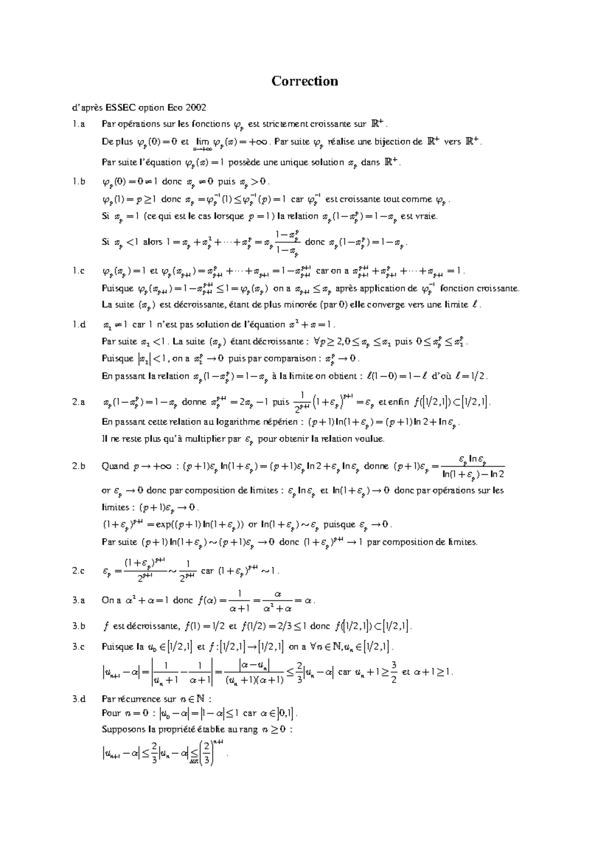 Cor pb045 - controle_continu_final - Correction d’après ESSEC option Eco 2002 1 Par opérations ...